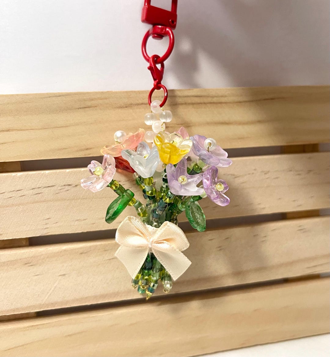 Beaded Flower Bouquet Keychain - Etsy