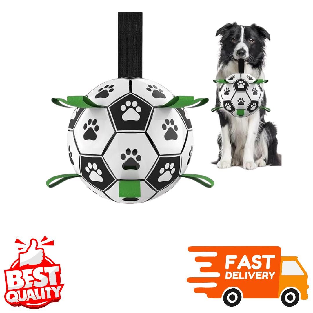 QDAN Soccer Ball Dog Toy - Interactive Tug of War & Water Toy for Small ...
