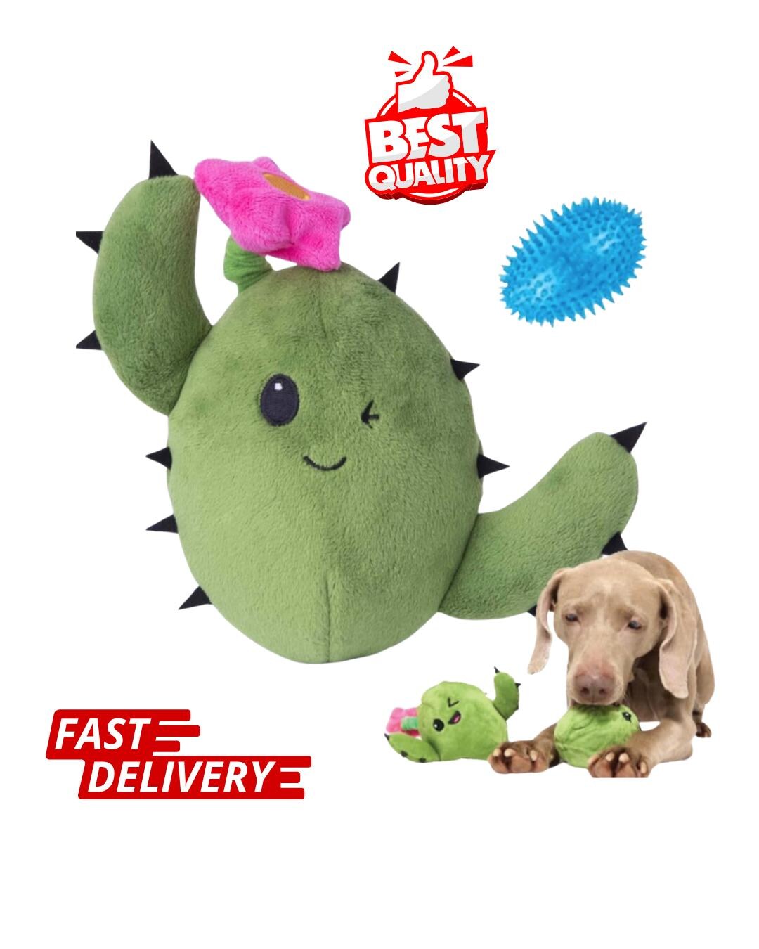 2-in-1 Cactus Plush Dog Toy – Rip & Reveal Interactive Toy With Hidden ...