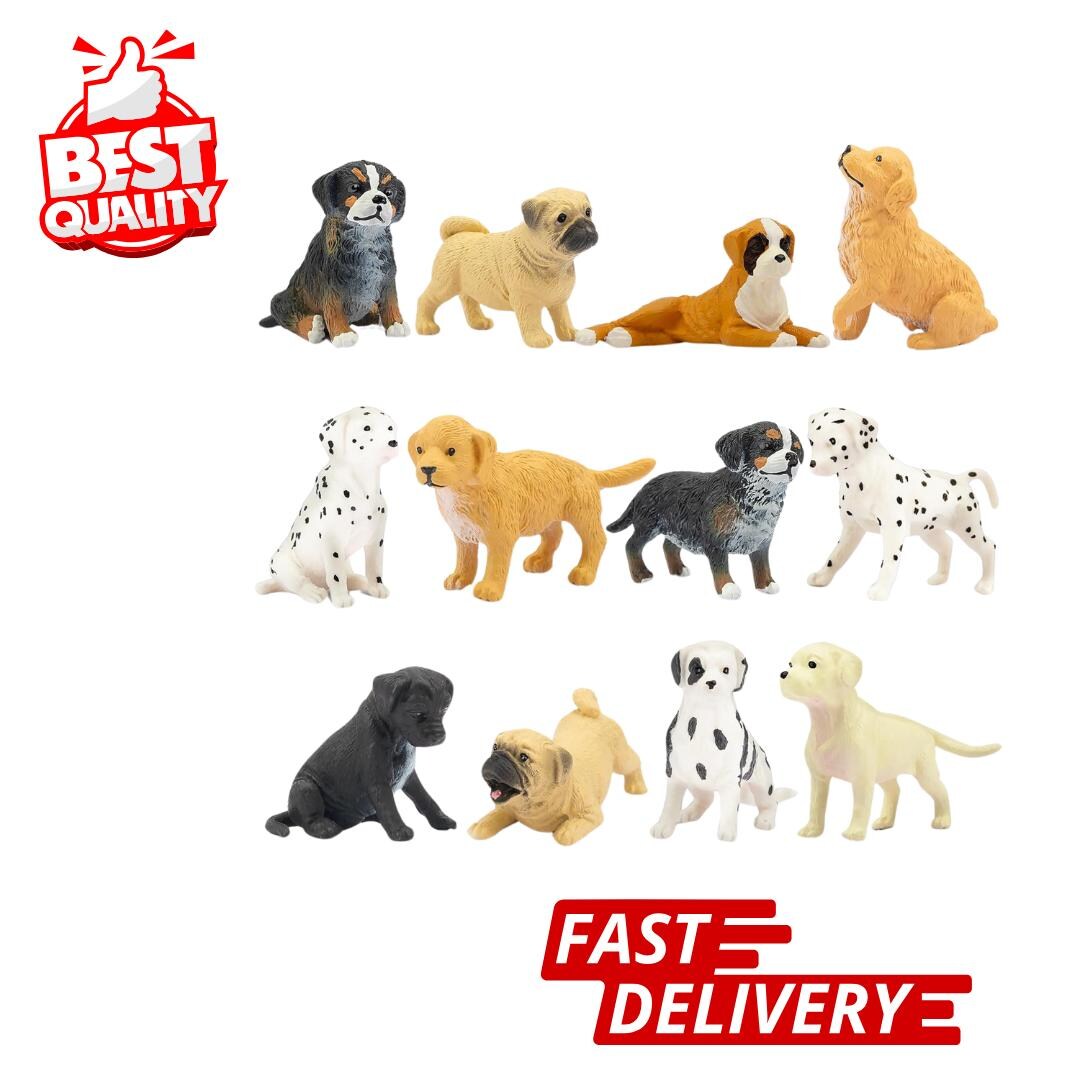 12PCS Mini Dog Figurines Playset – Realistic Hand-painted Puppy Figures ...
