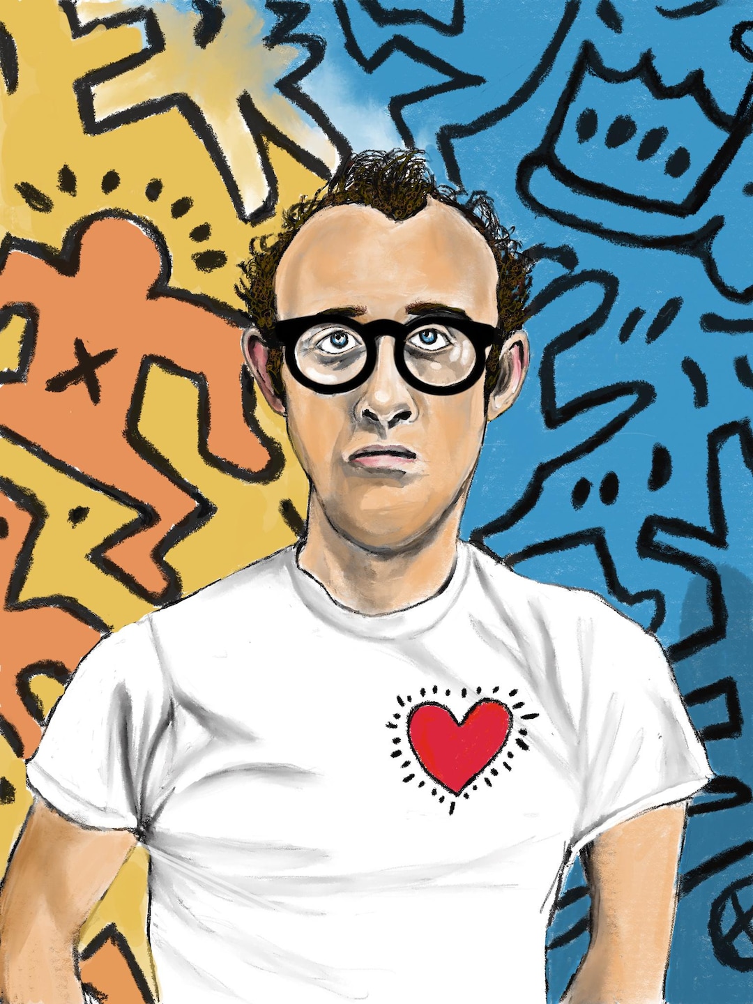 Keith Haring Self Portrait Painting, Keith Haring Poster, Graffiti Wall ...