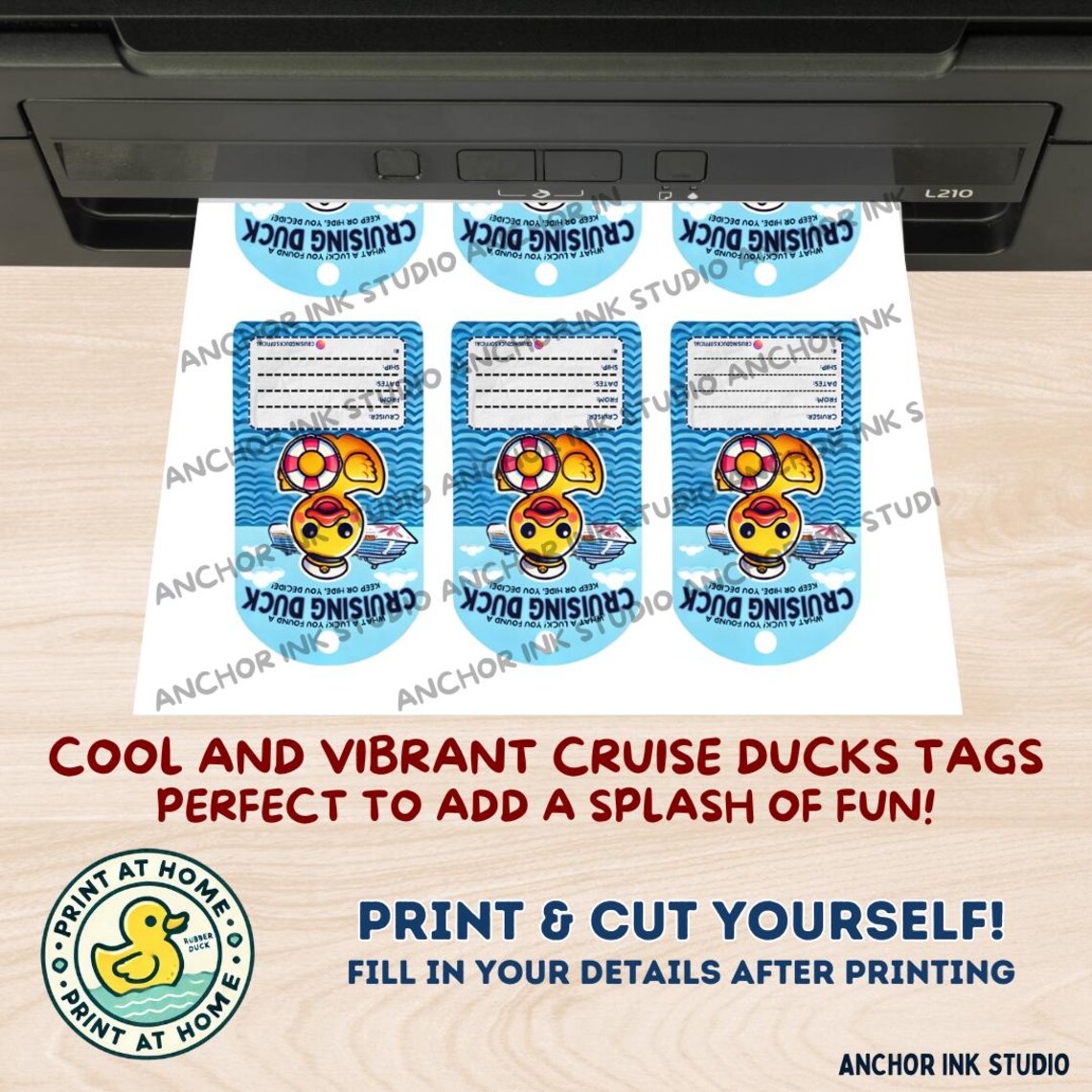 Cruise Duck Tags Printable | Captain Duck Tags | Handwrite Your Info ...