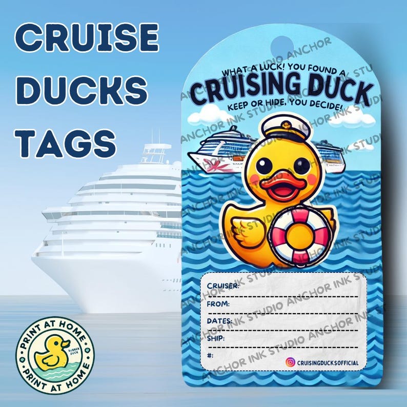 Cruising Duck Tags Printable | Nautical Theme | Handwrite Your Info ...