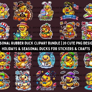 Seasonal Rubber Duck Clipart Bundle: 20 Holiday PNG Designs (digital ...