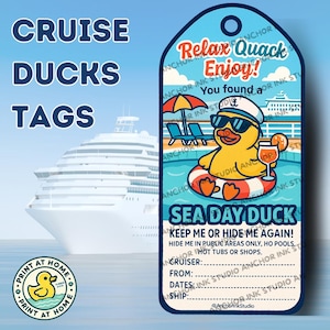 Cruise Duck Tags Printable | Relax Quack Enjoy Sea Day Duck Tags ...