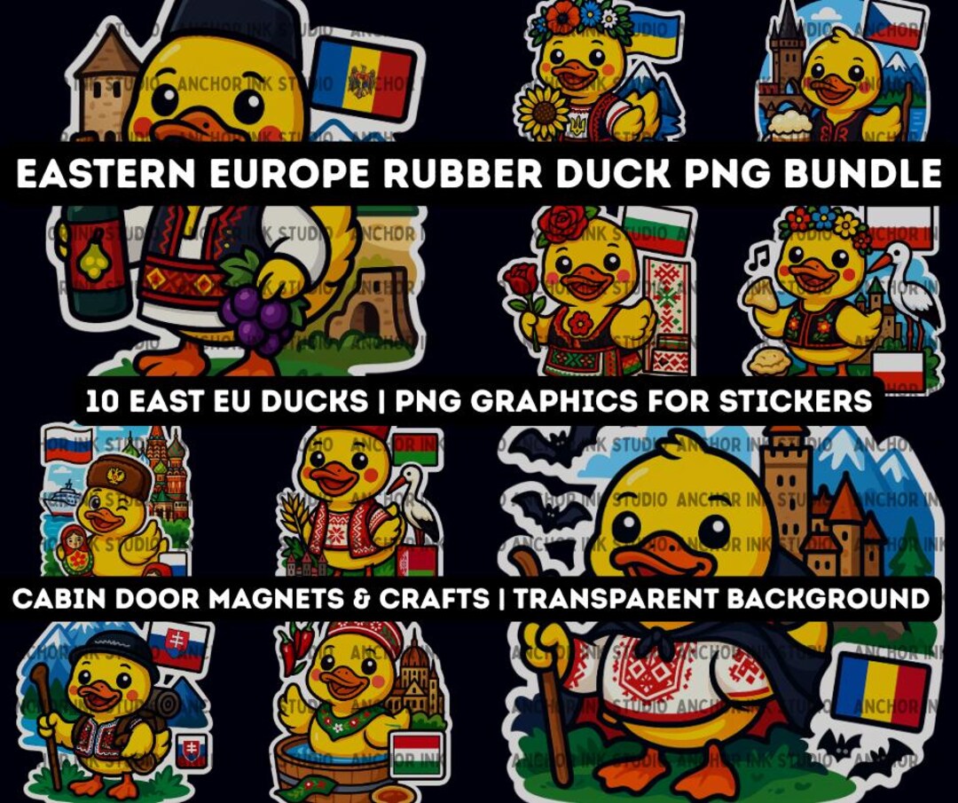 Eastern Europe Duck Sticker Bundle: 10 Different Countries' PNG ...