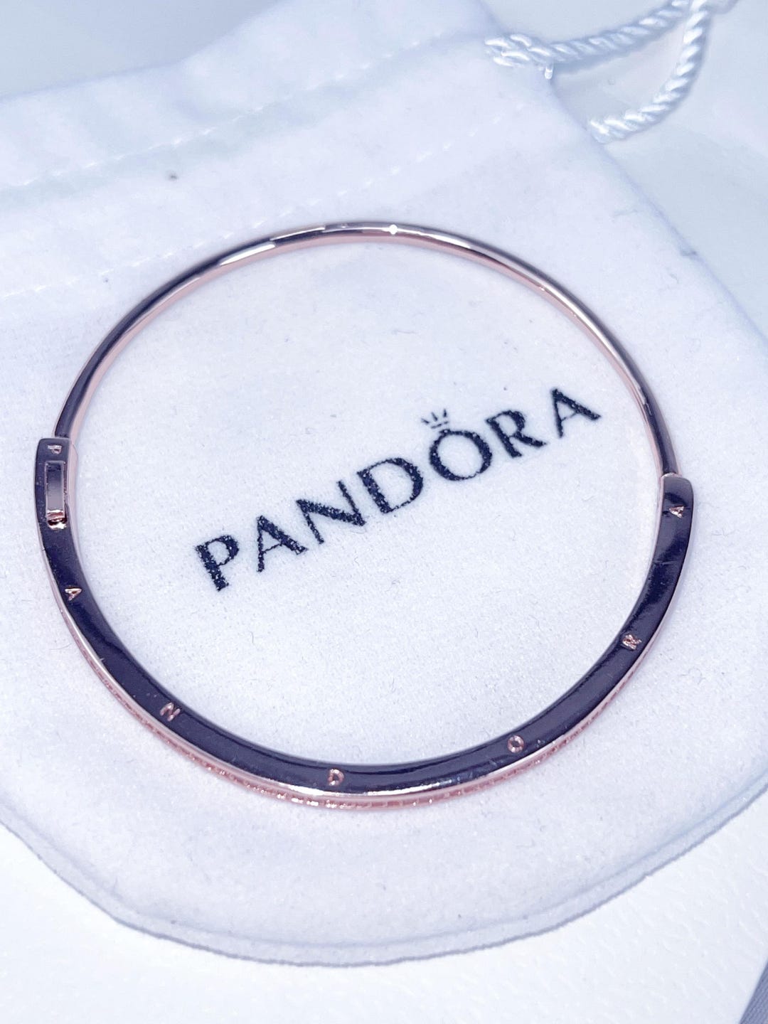 Pandora Signature I-D Pavé Bangle, Elegant Snake Chain Bracelet, Anniversary Gift, Exquisite ...
