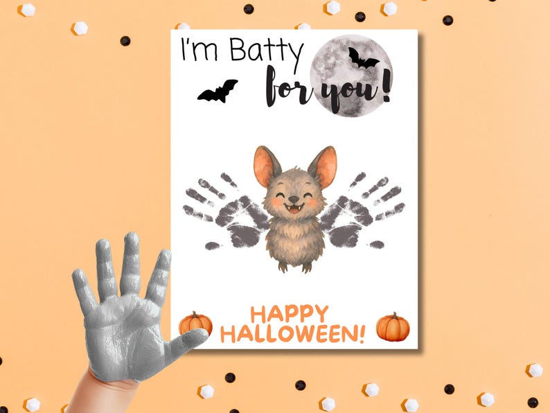 Bat Handprint Craft, Halloween Handprint Craft Printable Art ...