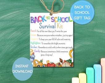 Editable Back to School Survival Kit, First Day of School Gift Tag ...