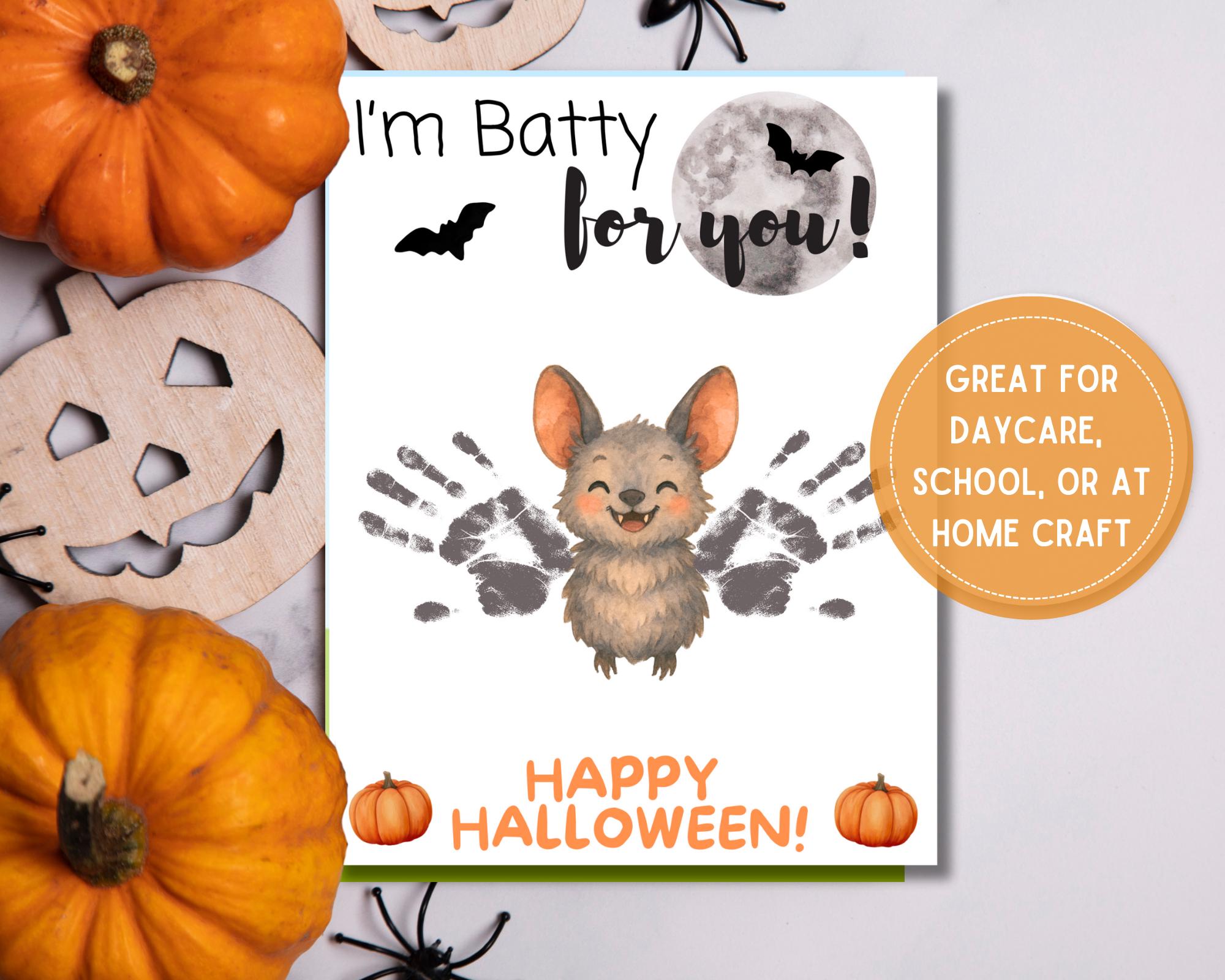 Bat Handprint Craft, Halloween Handprint Craft Printable Art ...