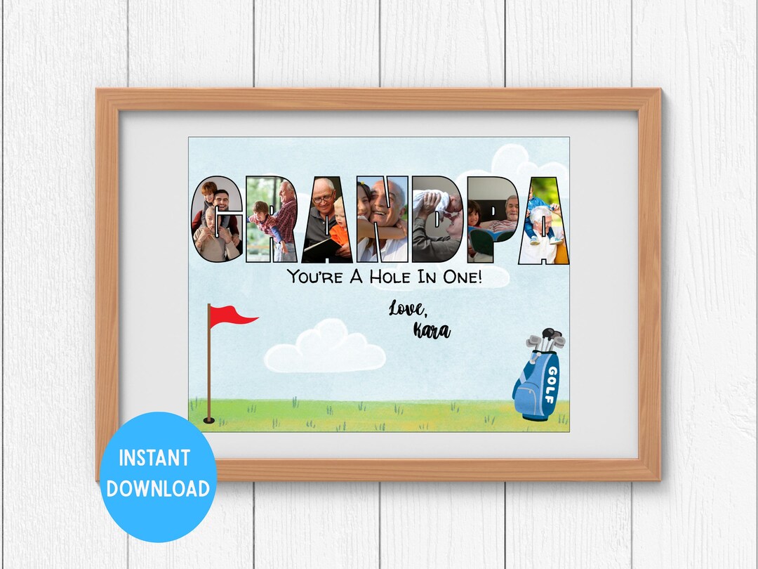 Golf Grandpa Photo Collage, Personalized Grandpa, Grandpa Photo Frame ...