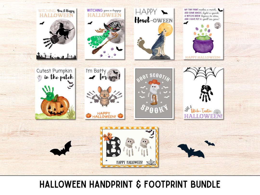 Halloween Handprint Art Bundle, Printable Halloween Handprint Crafts ...