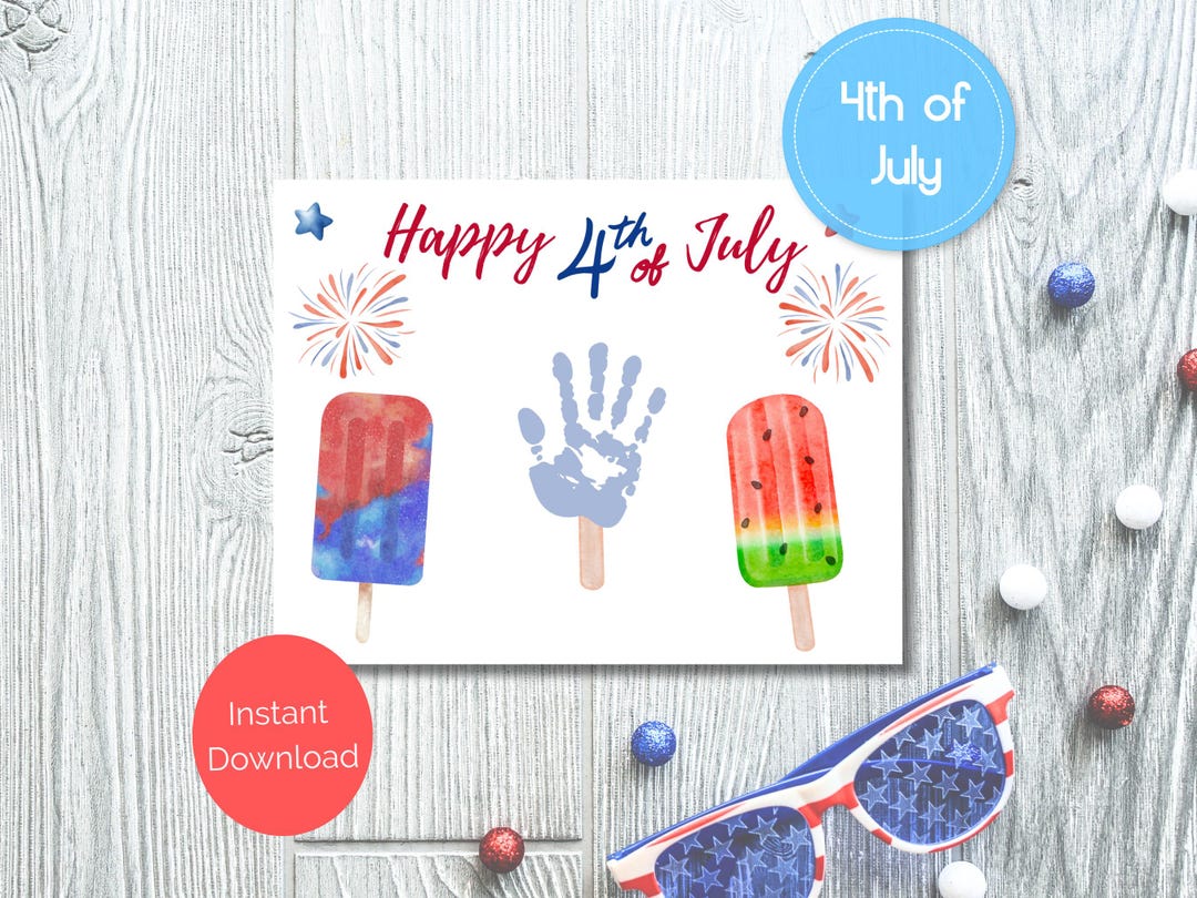 4th of July Handprint Craft Art, Popsicle Summer Craft Keepsake for ...