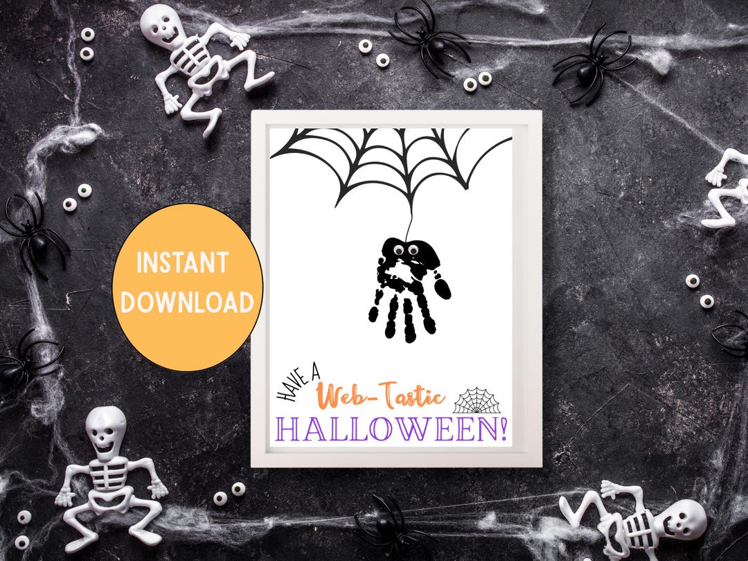 Spider Handprint Craft, Happy Halloween Handprint Craft Printable Art ...