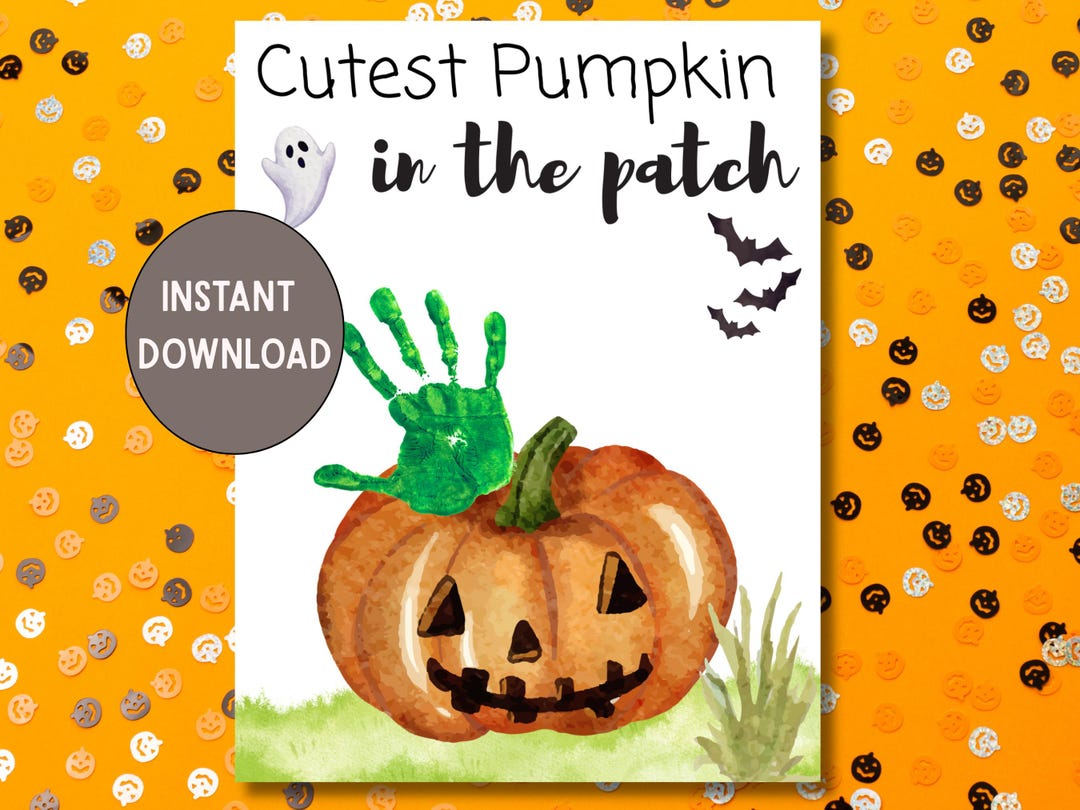 Pumpkin Handprint Craft, Halloween Craft Printable Art, Homeschool ...
