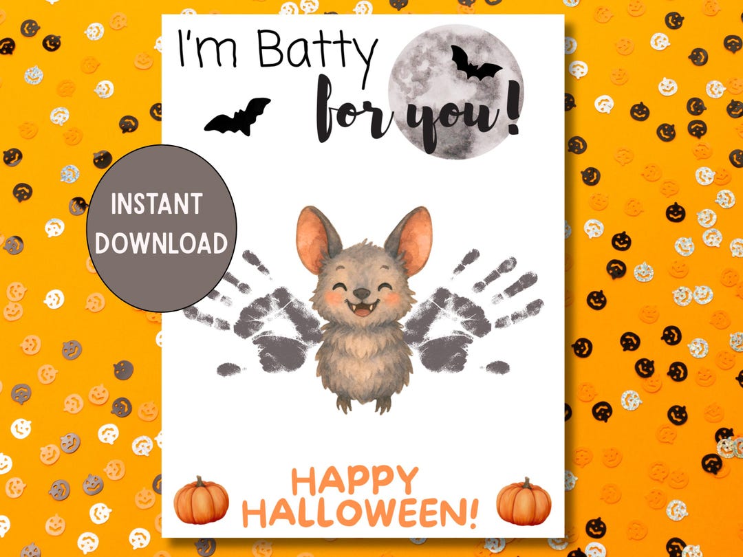 Bat Handprint Craft, Halloween Handprint Craft Printable Art ...