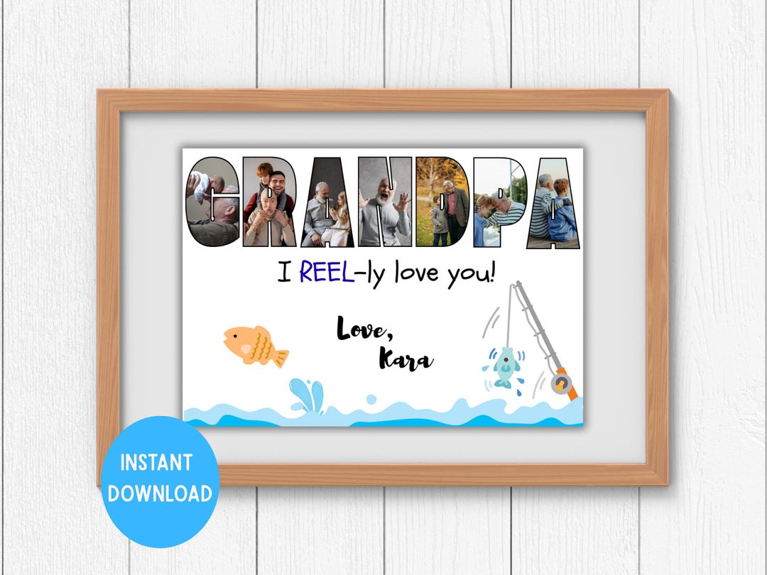 Fishing Grandpa Photo Collage, Personalized Grandpa, Grandpa Photo ...