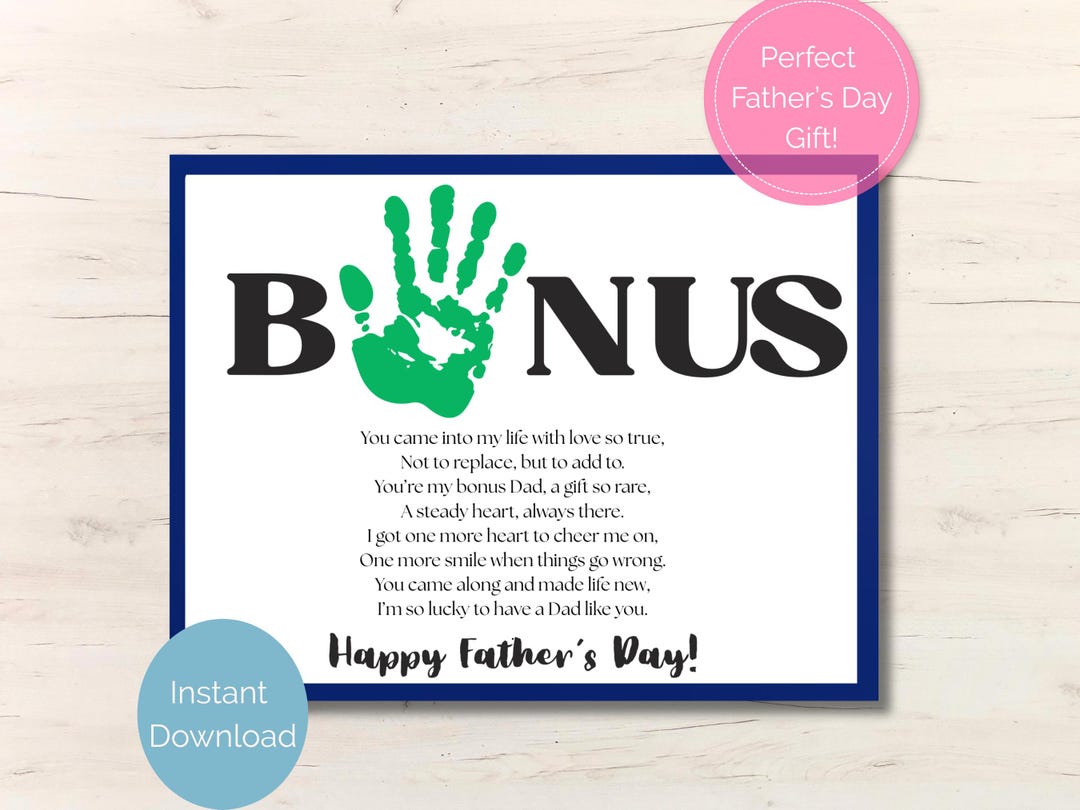 Bonus Dad Gift Fathers Day Handprint Printable Craft Fathers Day ...