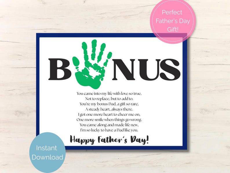 Bonus Dad Gift Fathers Day Handprint Printable Craft Fathers Day ...