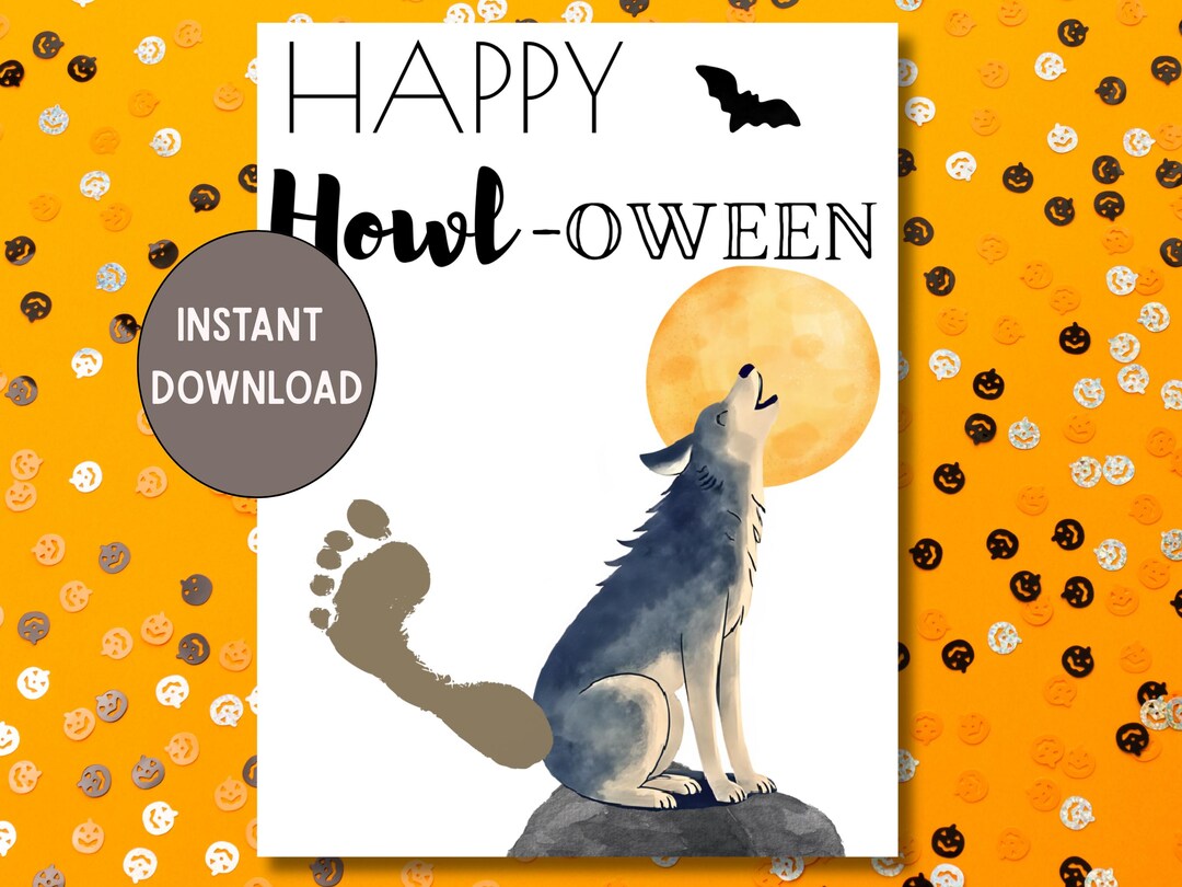 Wolf Footprint Craft, Halloween Craft Printable Art, Homeschool ...