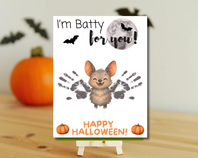 Bat Handprint Craft, Halloween Handprint Craft Printable Art ...