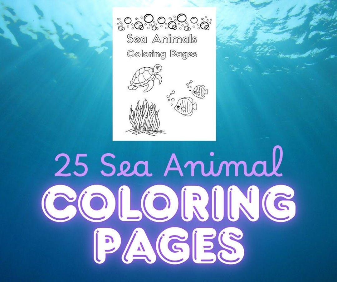 Kids Fun Sea Animals Coloring Pages, Digital Printable Sheets, Ocean ...