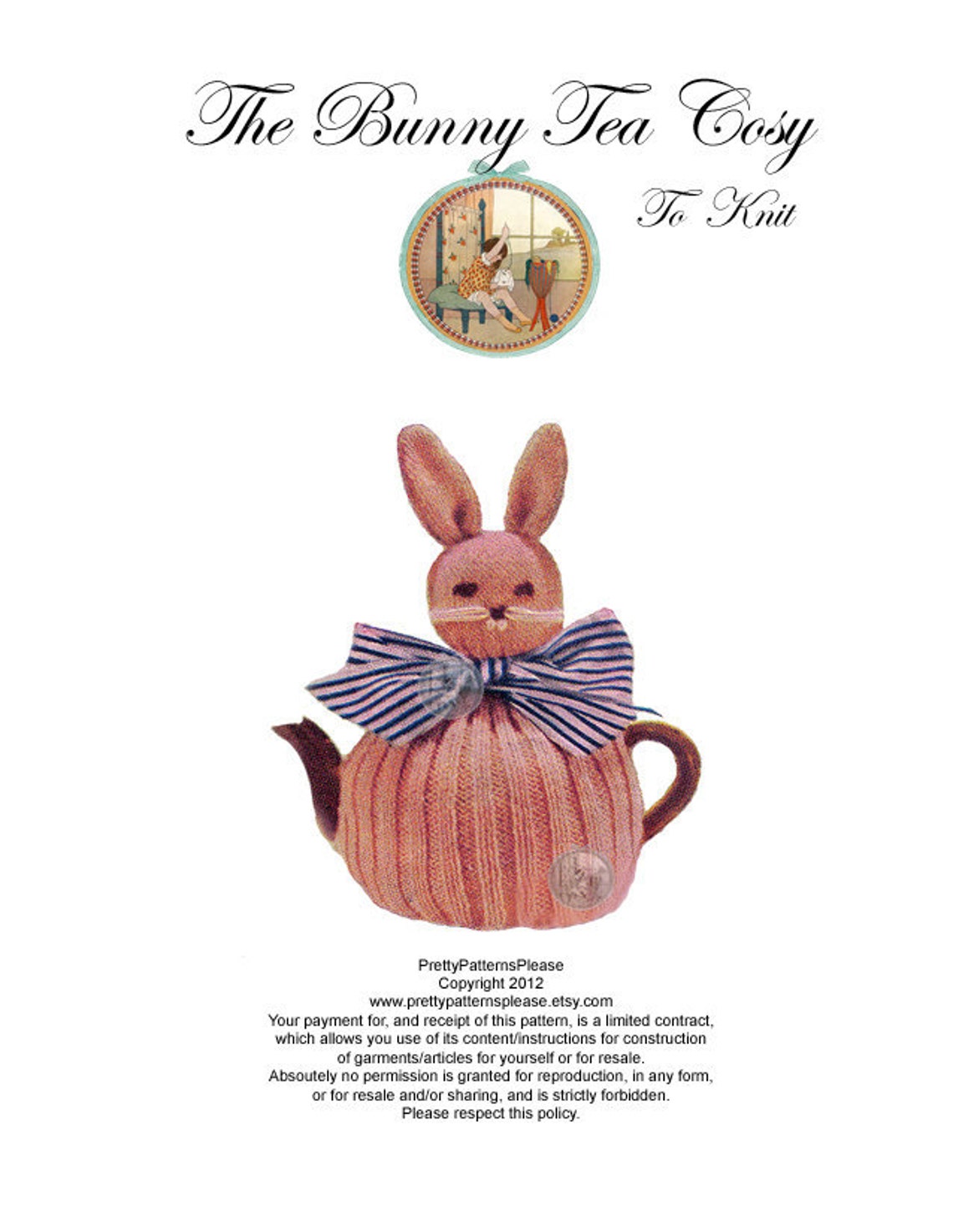 Vintage Bunny Tea Cozy Cosy Knitting Pattern - Prettypatternsplease - Etsy