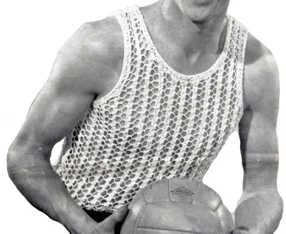 Mens' Health Vest Vintage Pattern to Knit Modeled by Bill | Etsy