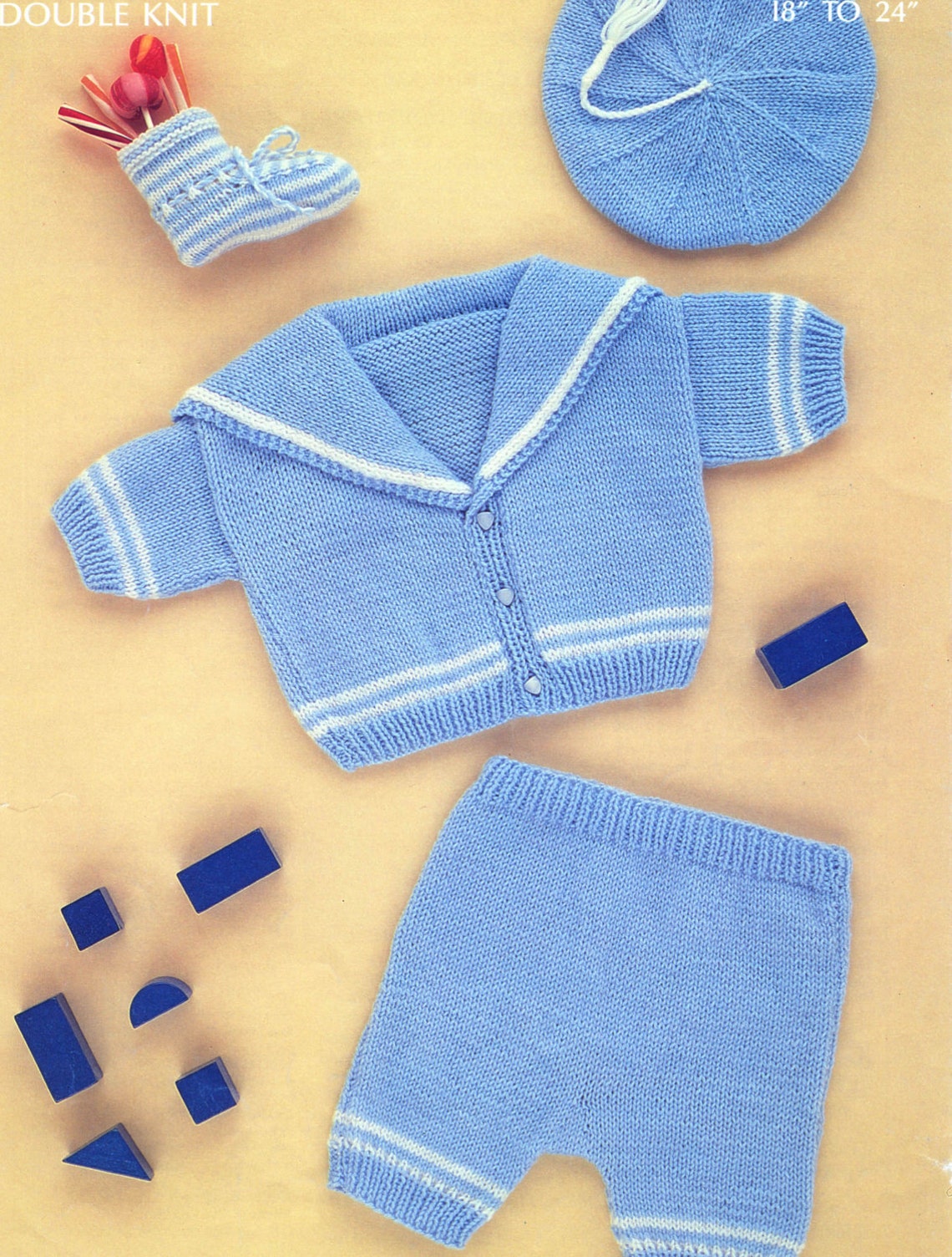 Baby Sailor Suit Pram Set - Vintage Digital Knitting Pattern PDF ...