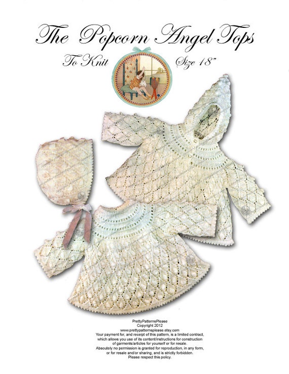 Popcorn Angel Hoodie and Bonnet for Infants Vintage Digital | Etsy
