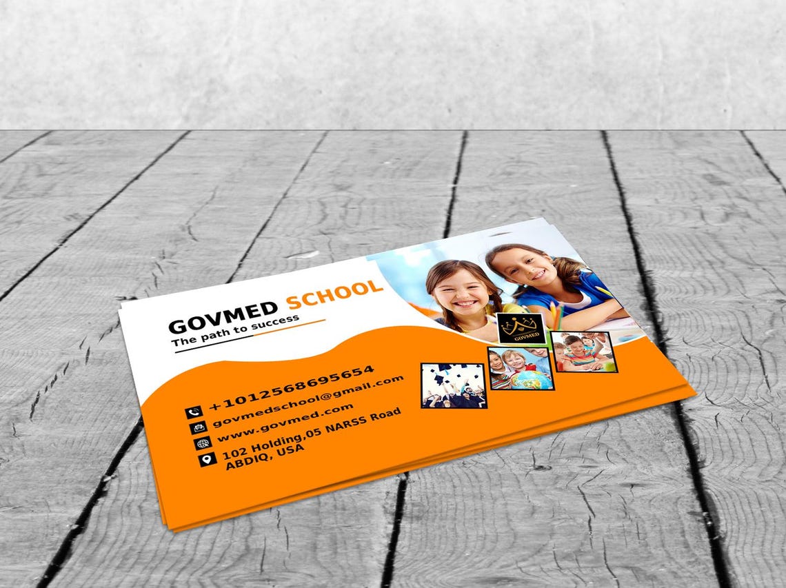 Editable School Business Card Template, Education Branding, Modern ...