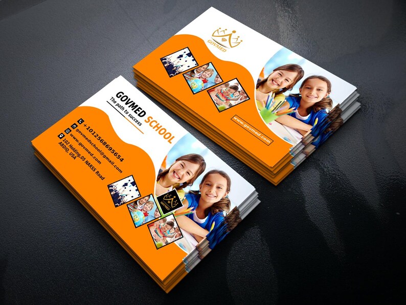 Editable School Business Card Template, Education Branding, Modern ...