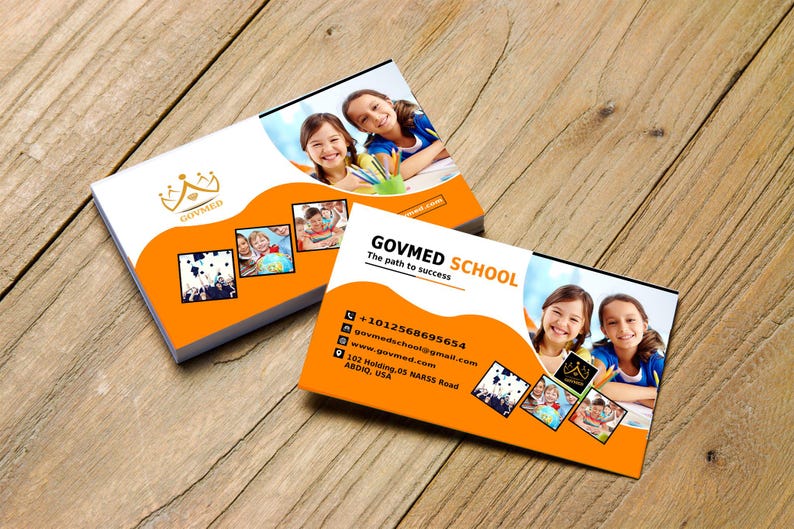 Editable School Business Card Template, Education Branding, Modern ...