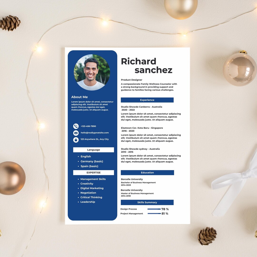 Custom Resume Template With Photo | Product Designer CV Temp | Mac ...