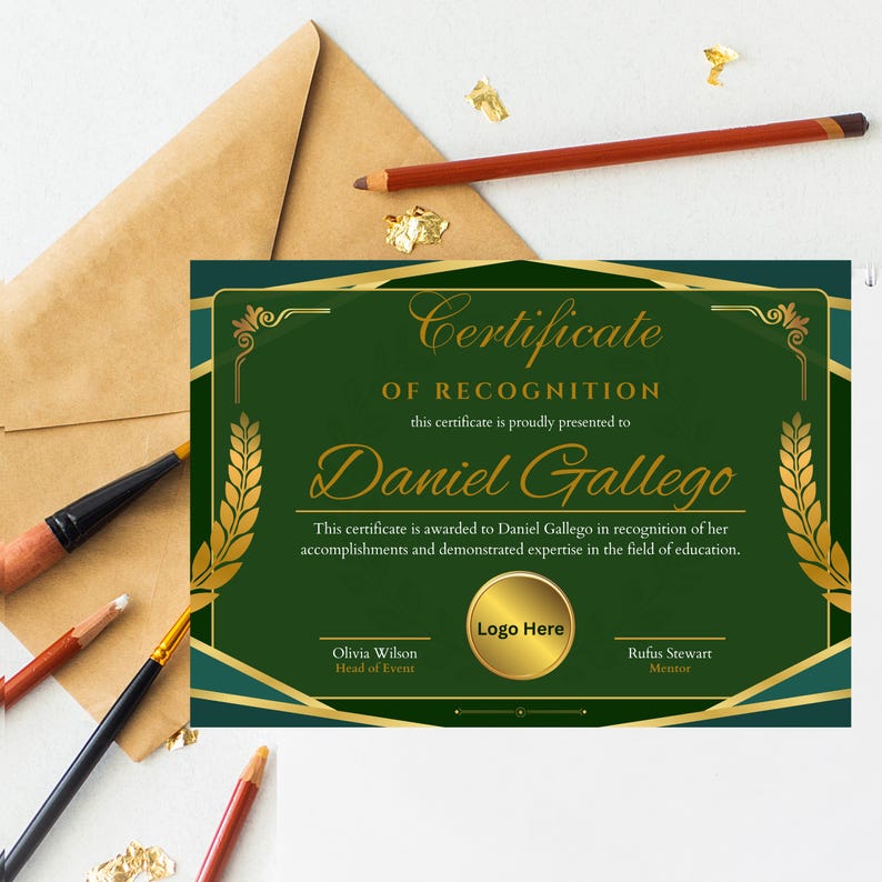 Editable Recognition Certificate Template, Printable Certificate of ...
