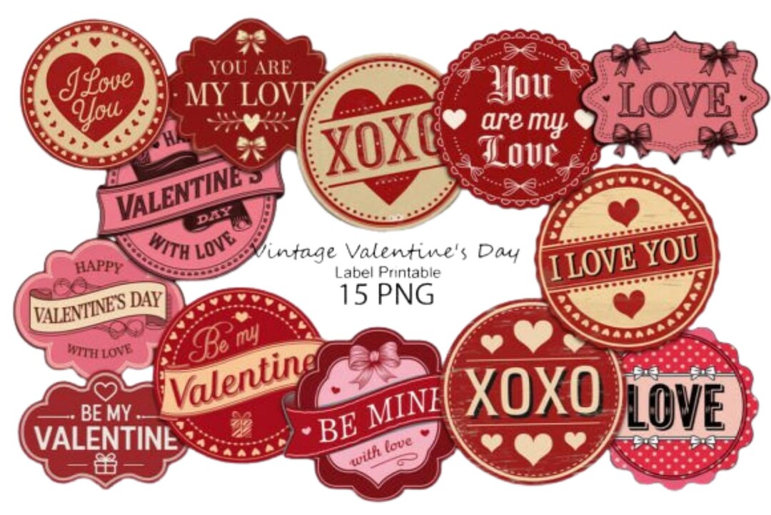 Printable Vintage Valentine Labels | Editable Valentine Treat Tags ...