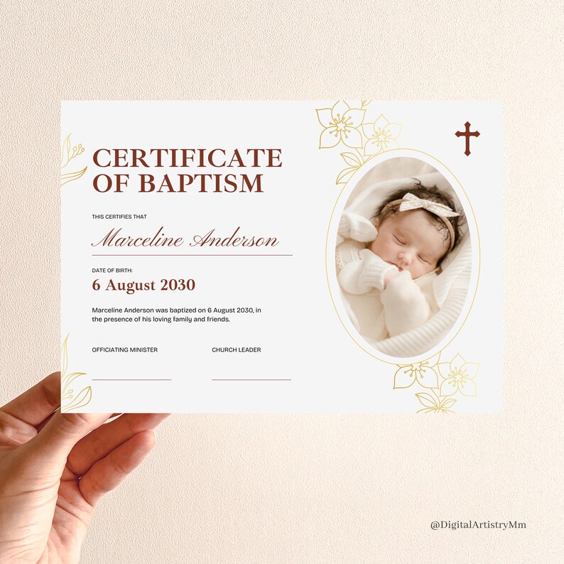 Editable Certificate of Baptism Template, Church Certificate, Baby ...