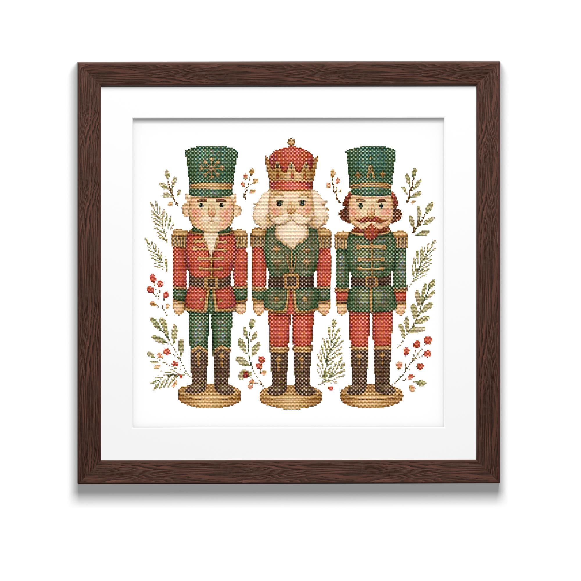 Christmas Nutcrackers Cross Stitch Pattern: Holiday Needlepoint Chart ...