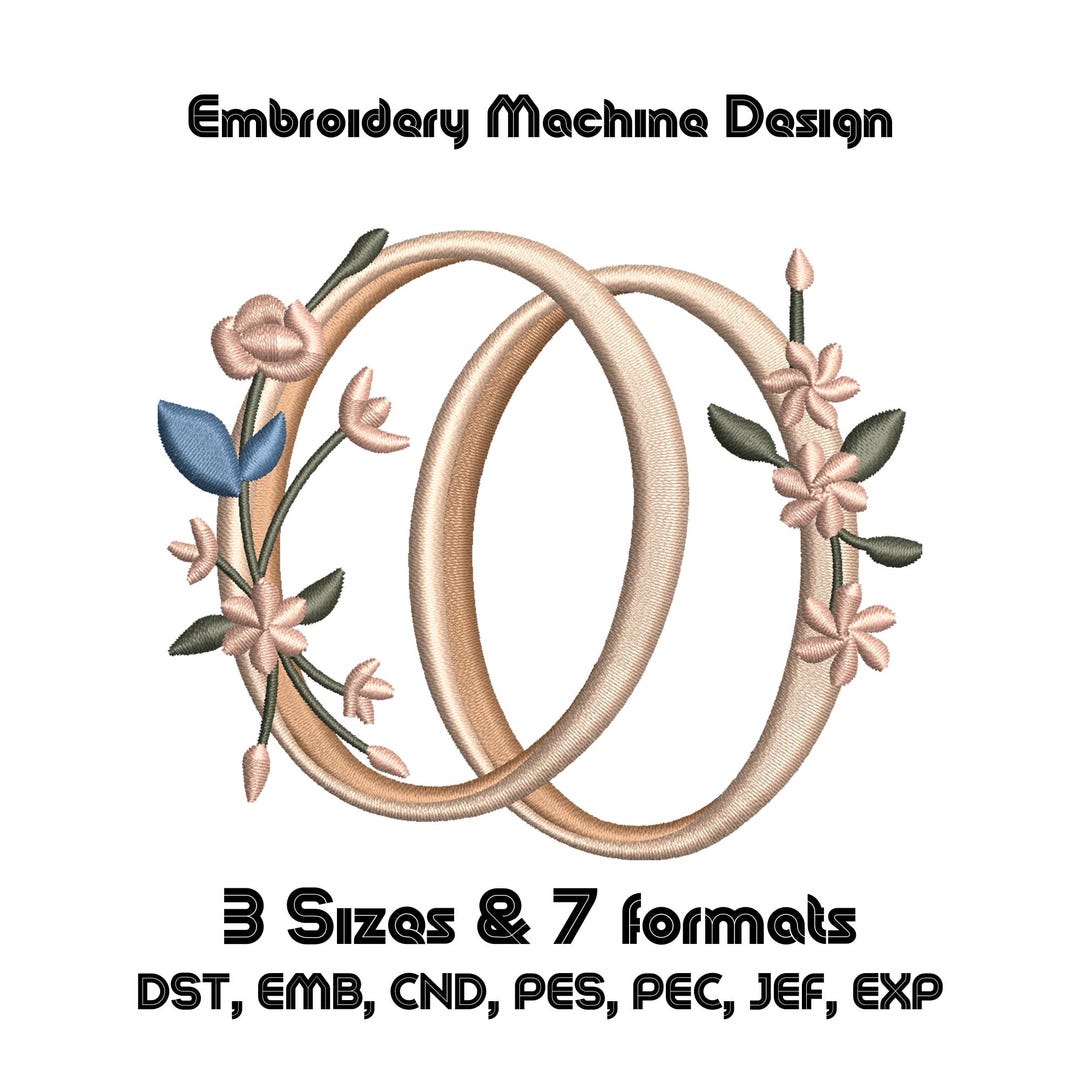 Wedding Ring Embroidery Designs for Wedding Favors and Gifts, Monogram ...