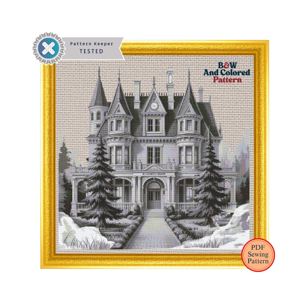 Gothic Castle Cross Stitch Pattern: Haunted Halloween Home Decor X ...