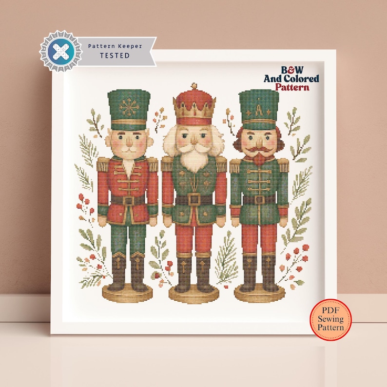 Christmas Nutcrackers Cross Stitch Pattern: Holiday Needlepoint Chart ...