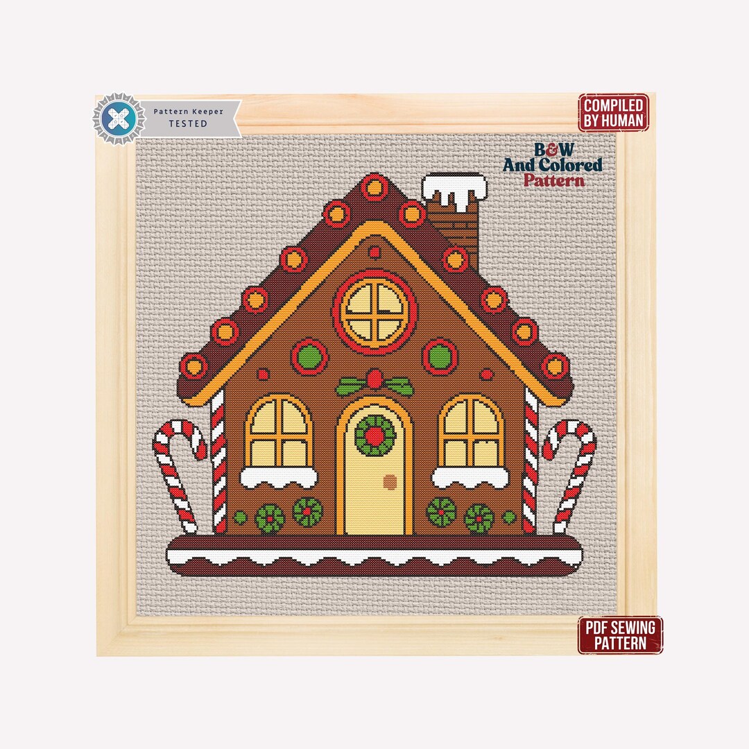 Christmas Gingerbread House Cross Stitch Pattern | Holiday Cookie ...