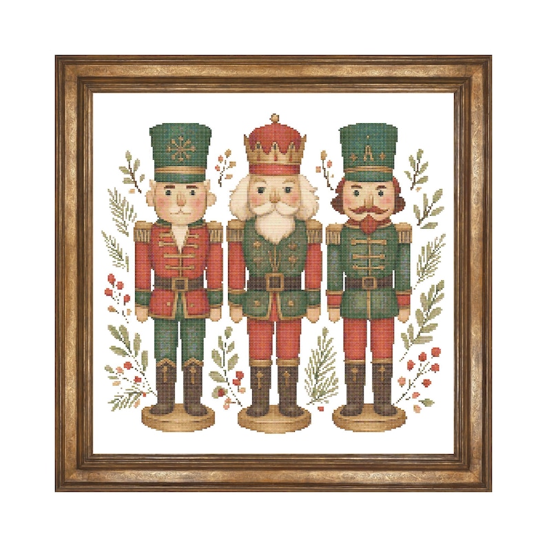 Christmas Nutcrackers Cross Stitch Pattern: Holiday Needlepoint Chart ...