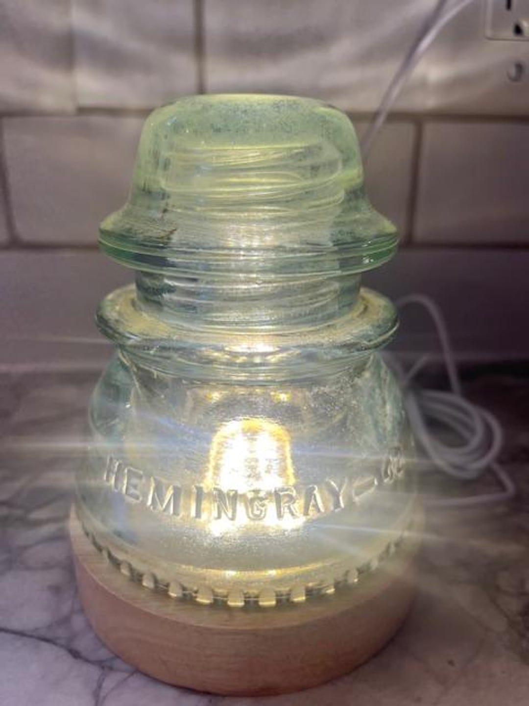 Vintage Glass Hemingray Insulator Tabletop Light - Etsy