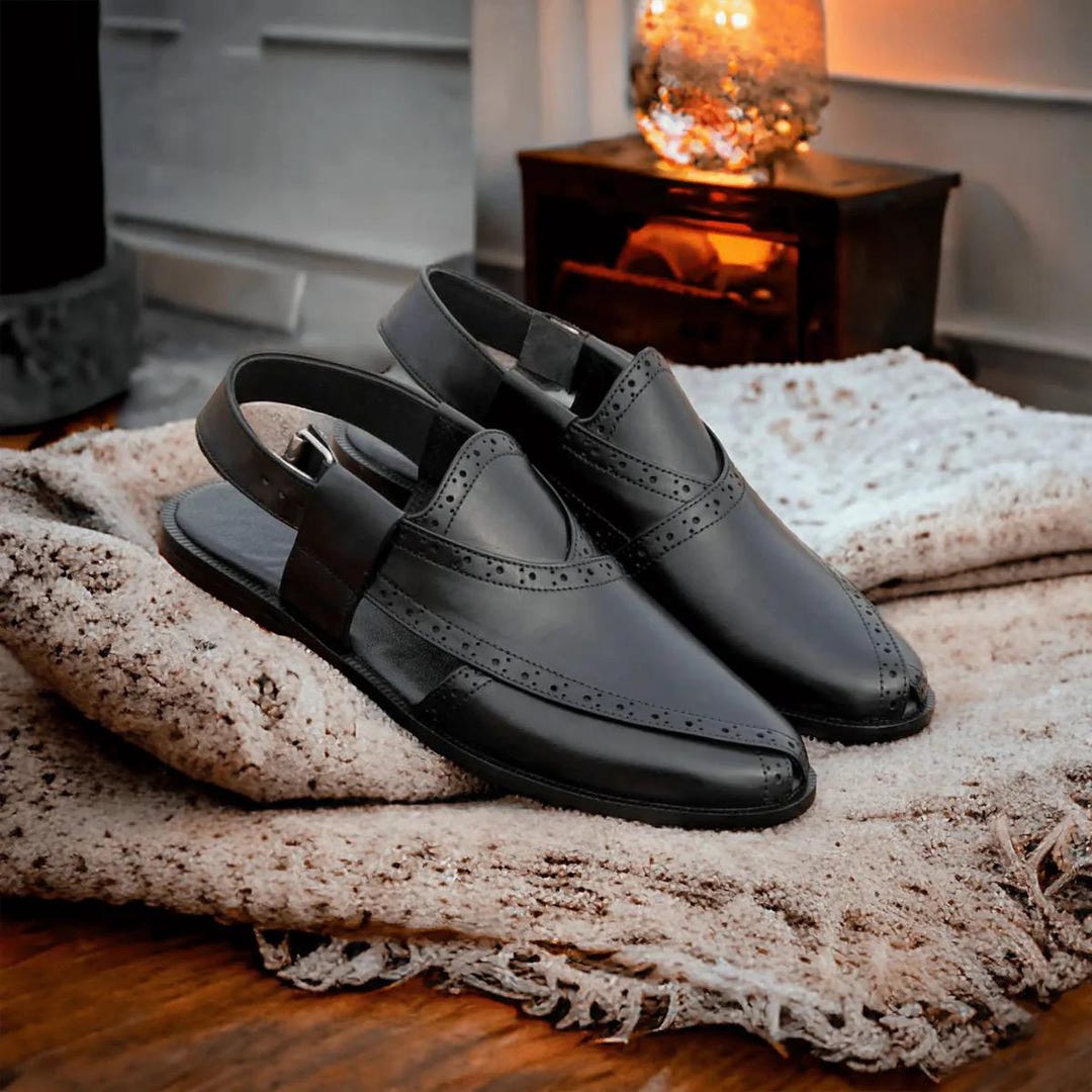 Handmade Black Peshawari Chappal for Men | Premium Leather ...