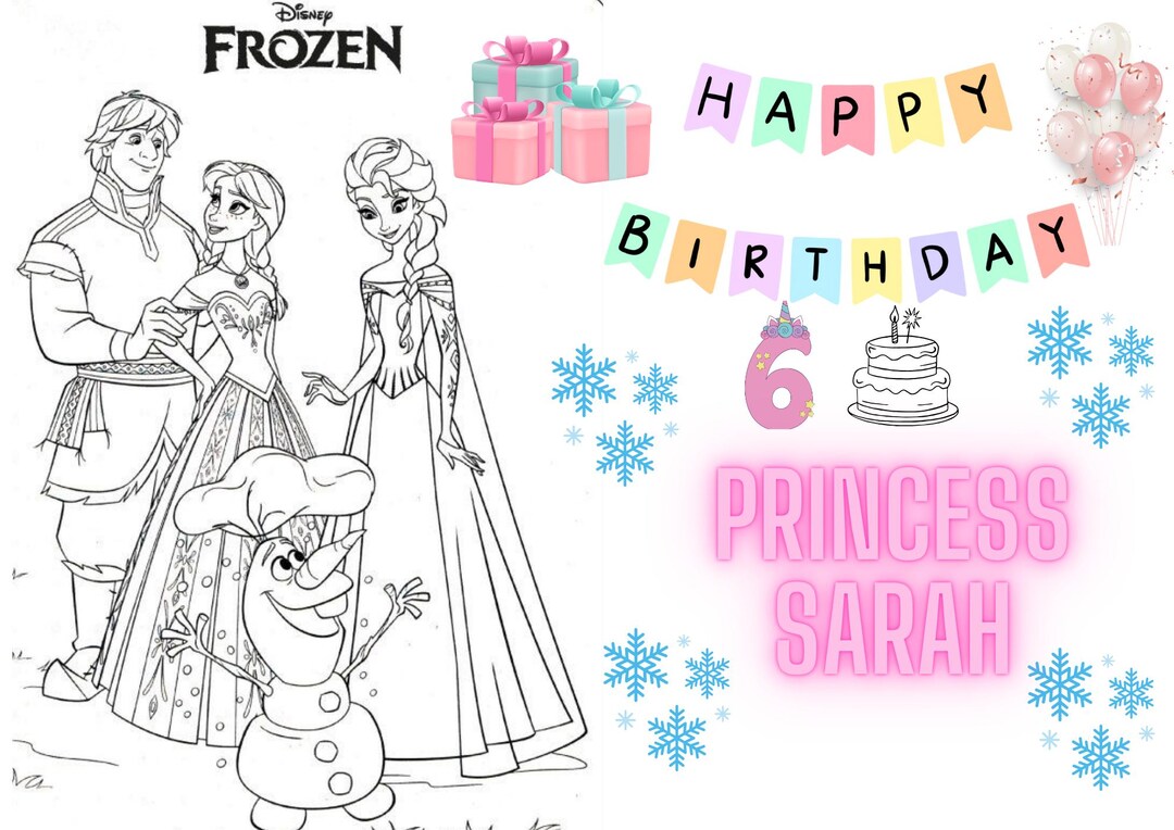 Frozen Birthday Coloring Pages – 32 Printable Pages – Personalized With ...