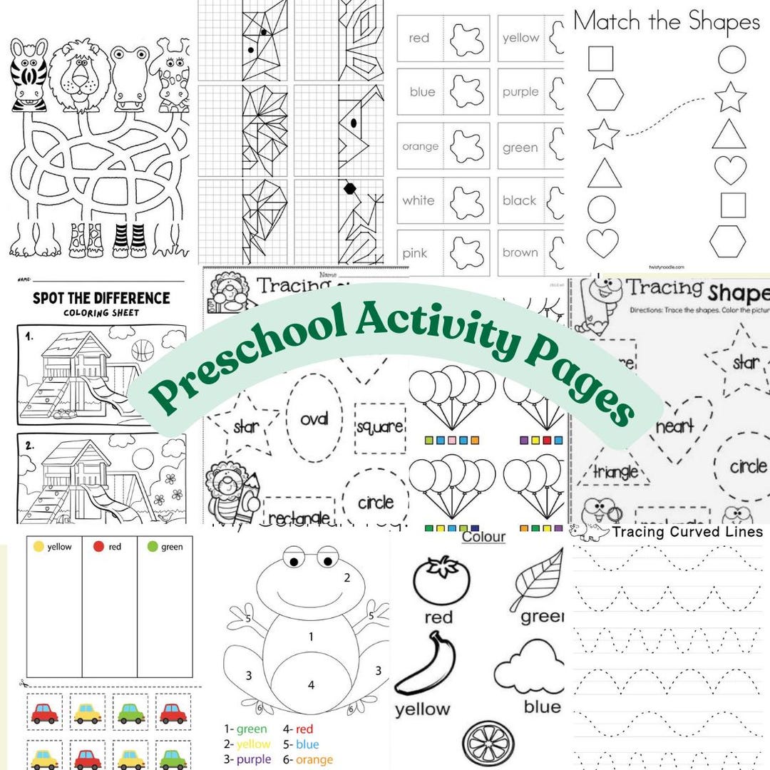 Printable Kids Activity Book, Find Each Game, Maze, Coloring (PDF) - Etsy