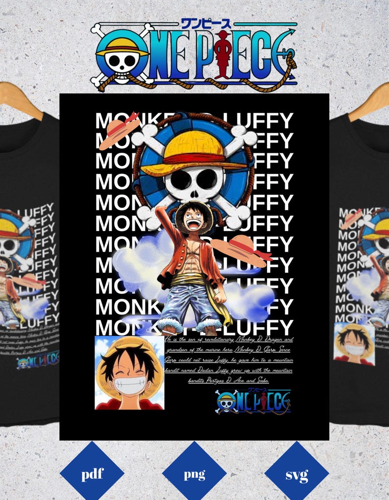 One Piece Themed T-shirt Design Design Feature to Use as You Like, PNG ...