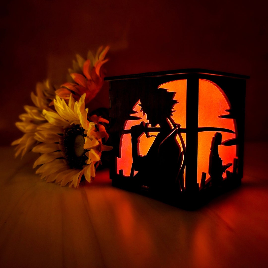 Samurai Sun Silhouette Handmade Lantern With Yellow Flickering Tealight ...