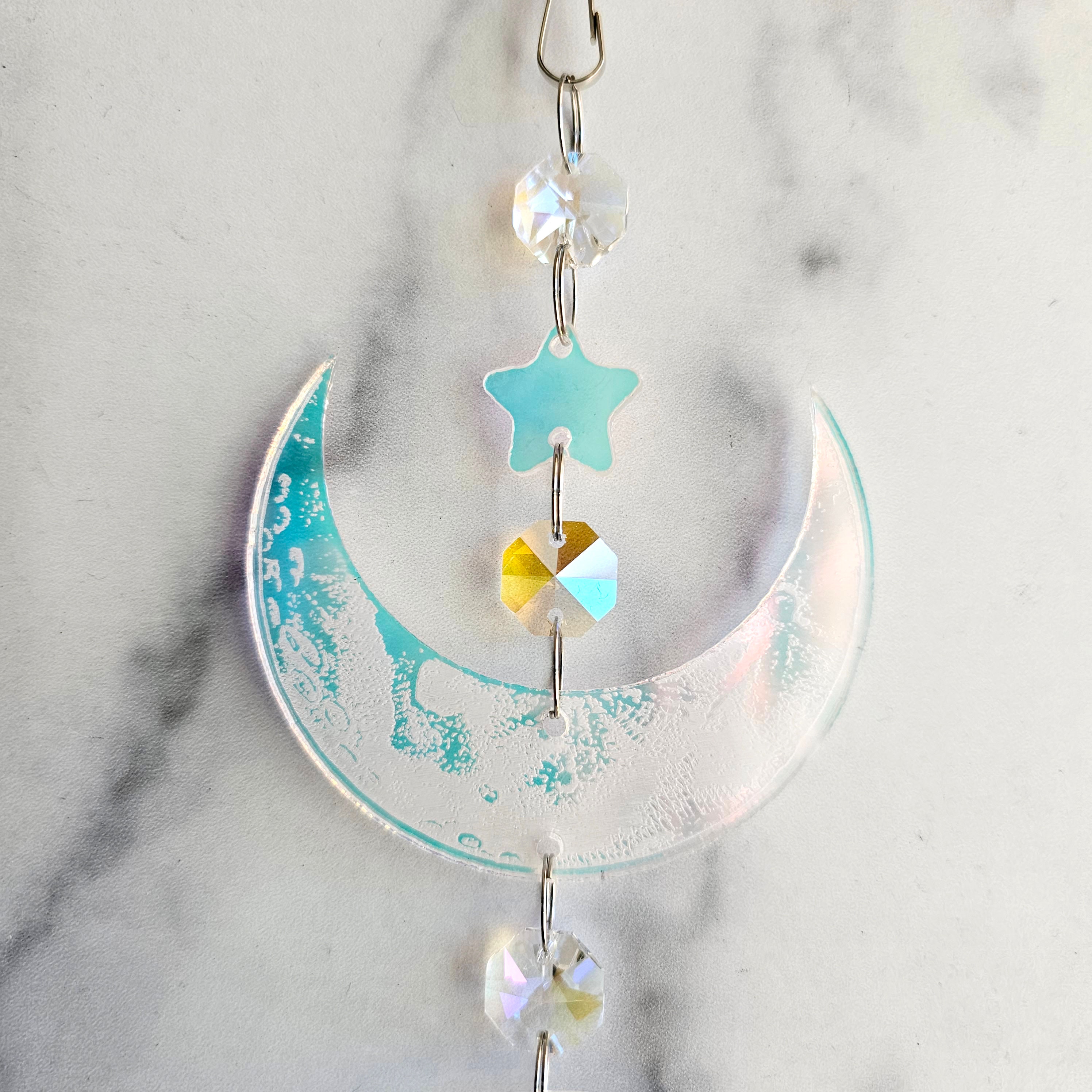Moon Phases With Stars and Gems Acrylic Sun Catcher - Etsy